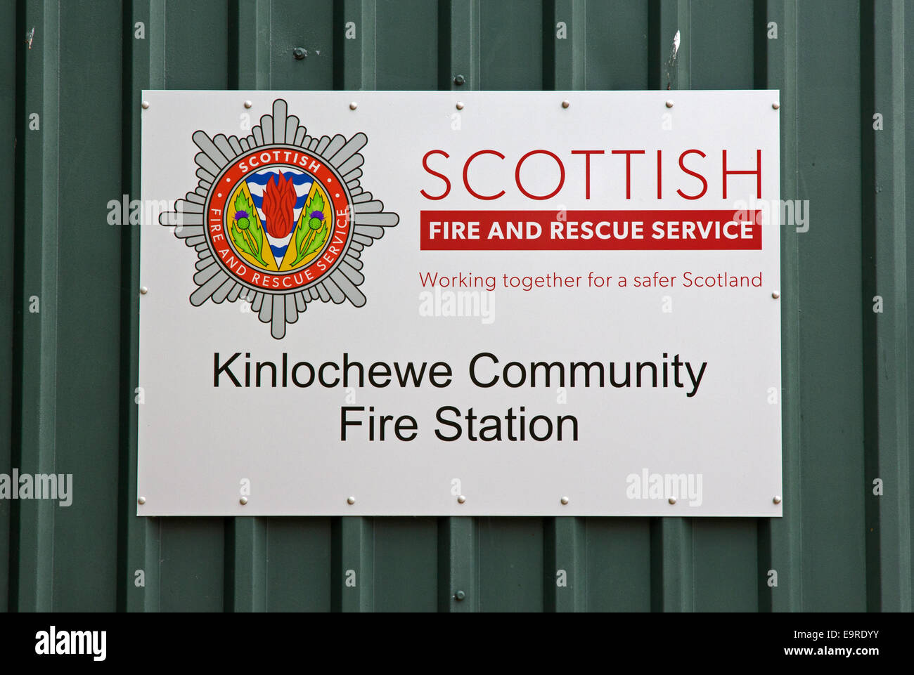 Scottish Fire & Rescue sign on Fire Station, Kinlochewe Stock Photo - Alamy