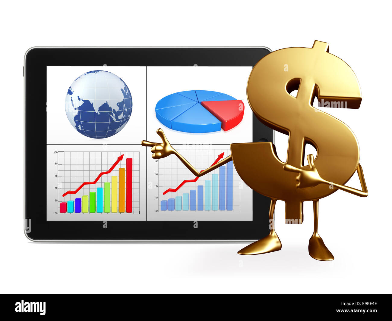 Cartoon Character of dollar with business graph Stock Photo - Alamy