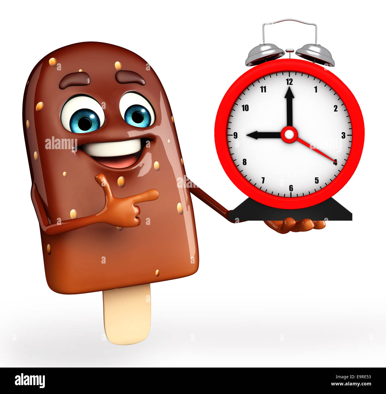 Cartoon Character of Candy with table clock Stock Photo - Alamy