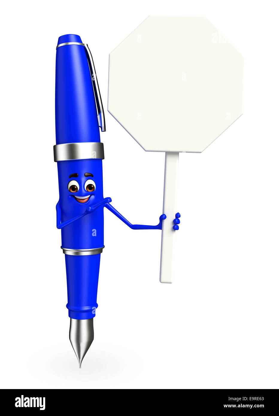 Cartoon Chatacter of Pen with sign Stock Photo - Alamy