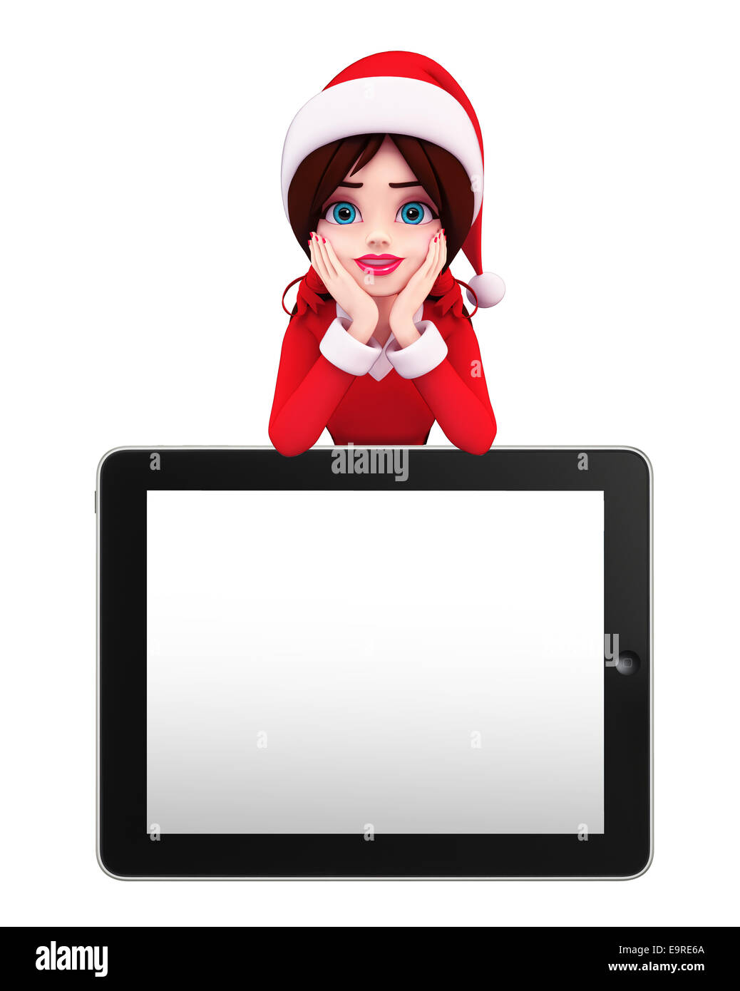 Illustration of santa girl with tab Stock Photo - Alamy