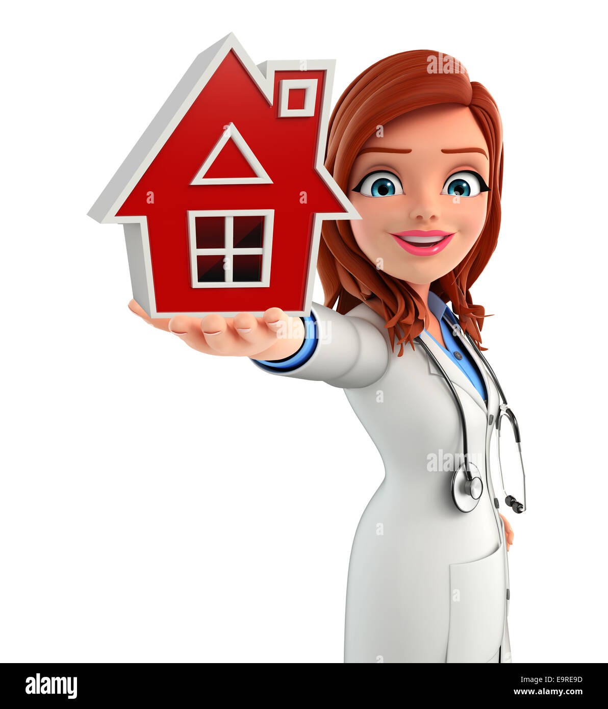 Illustration of Young Doctor with home Stock Photo - Alamy