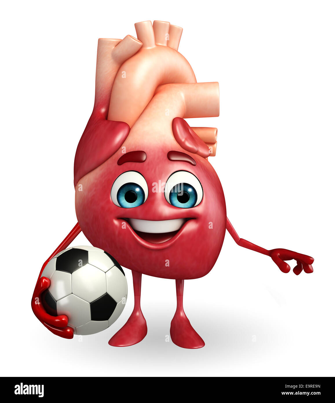 Cartoon Character of heart with football Stock Photo - Alamy