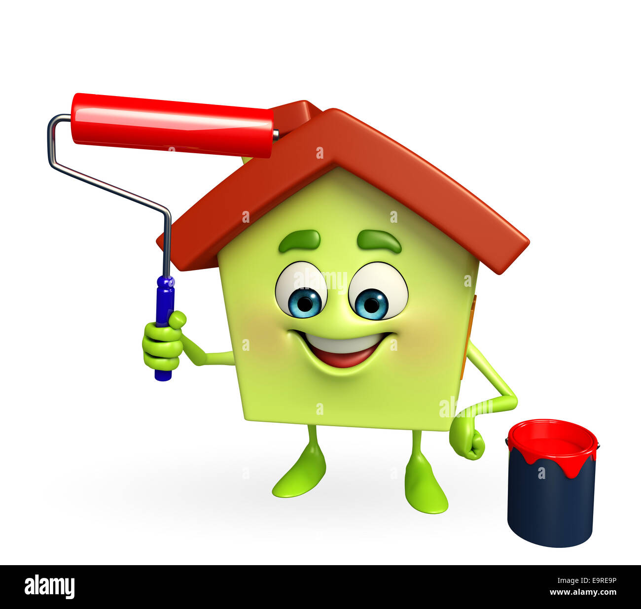 Cartoon Charcter of house is painting Stock Photo - Alamy