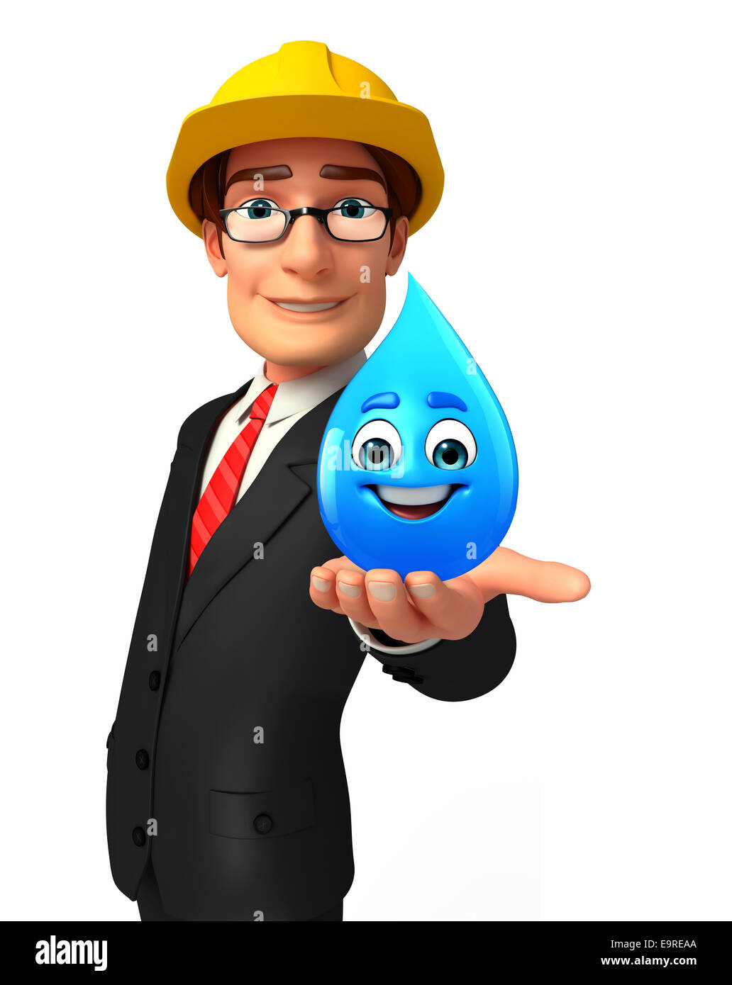 Illustration of Young Business Man with water drope Stock Photo - Alamy