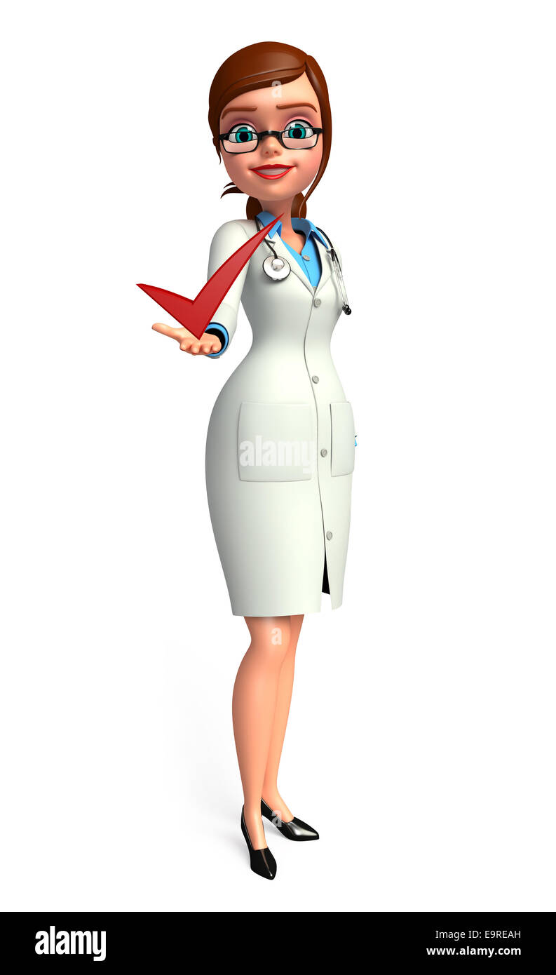 Illustration of young doctor with right sign Stock Photo - Alamy