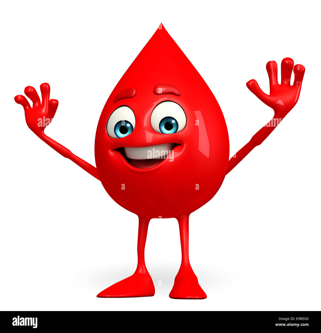 Cartoon Character of Blood Drop with stop pose Stock Photo - Alamy