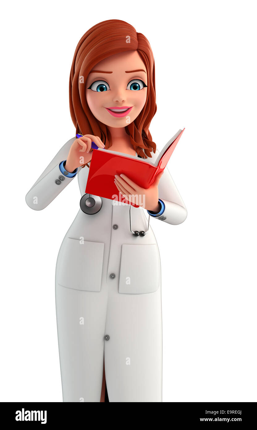 Illustration of Young Doctor is reading a book Stock Photo - Alamy