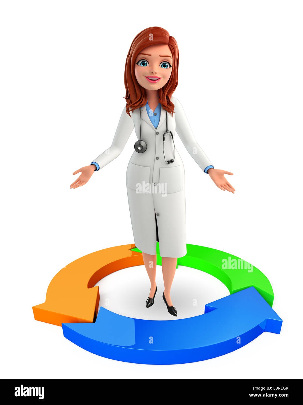 Illustration of Young Doctor with arrow Stock Photo - Alamy
