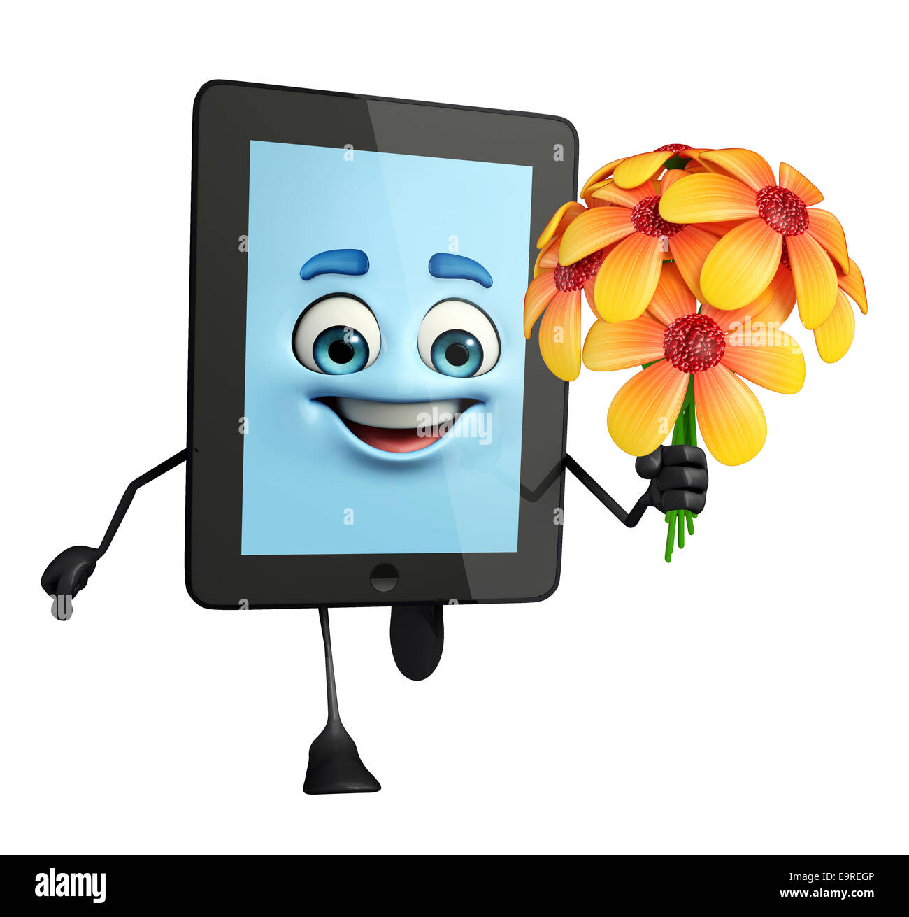 Cartoon character of tab with flowers Stock Photo - Alamy