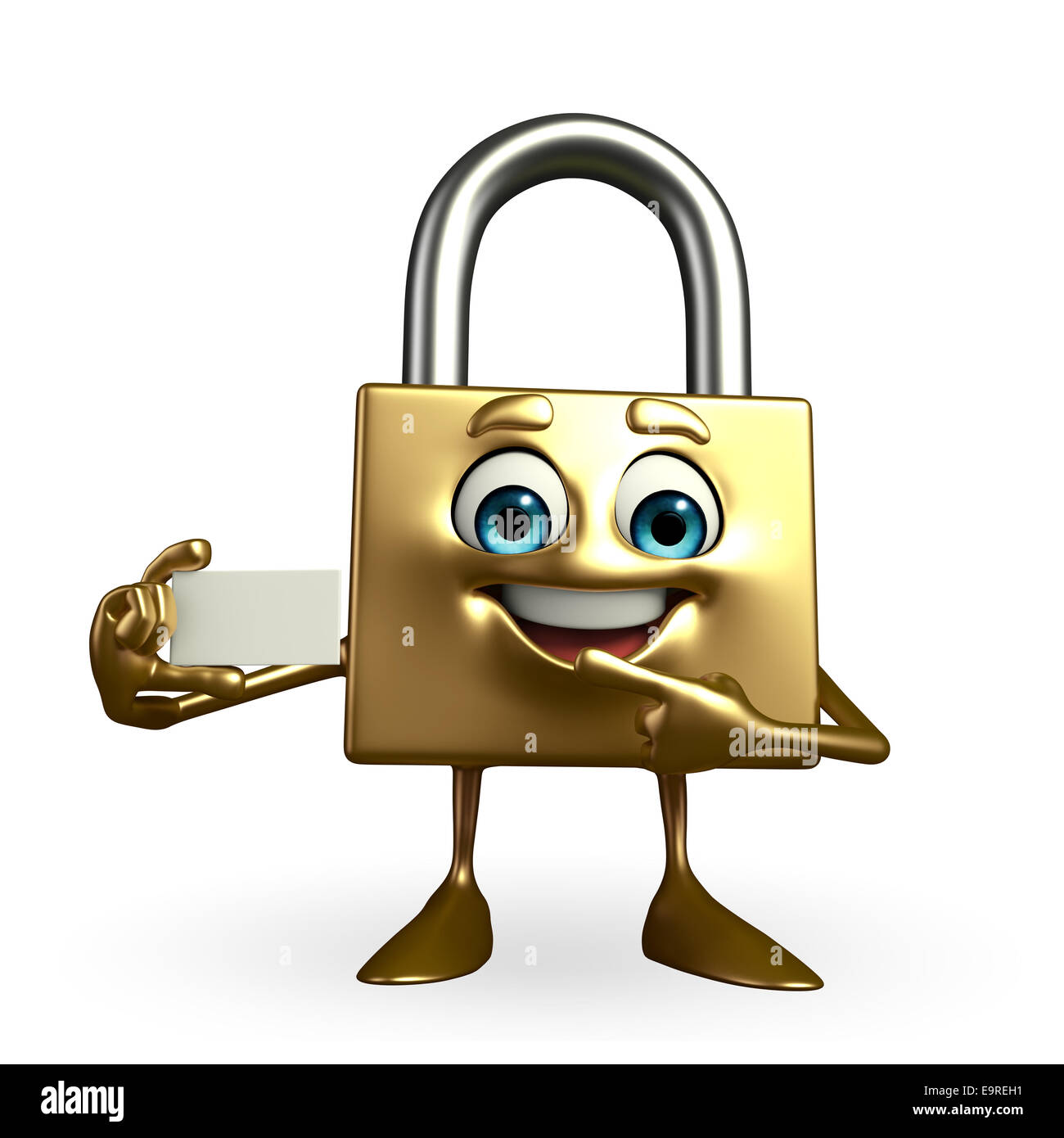 Cartoon Character of lock with sign Stock Photo - Alamy