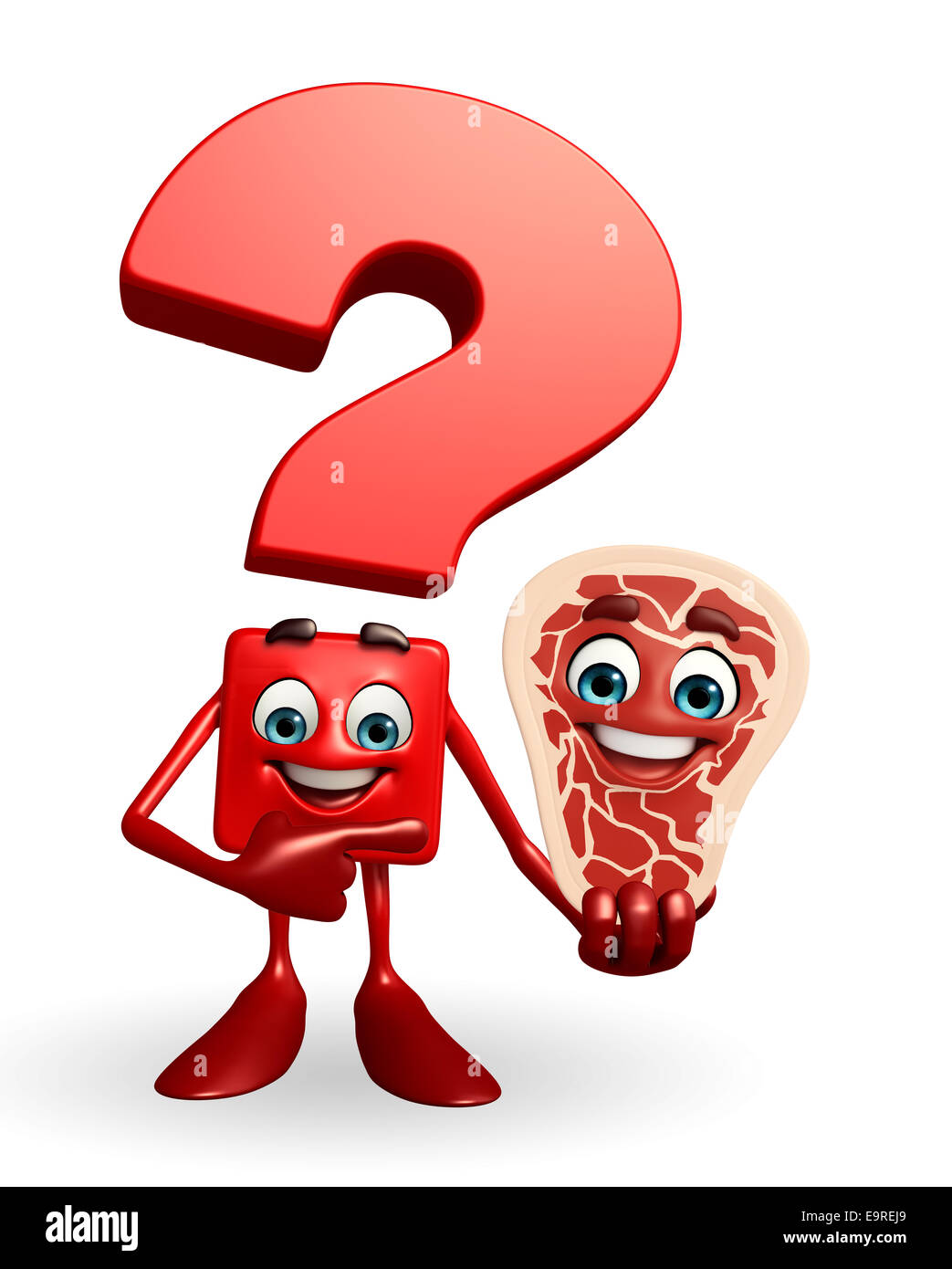 Cartoon Character of Question Mark with meat Steak Stock Photo - Alamy