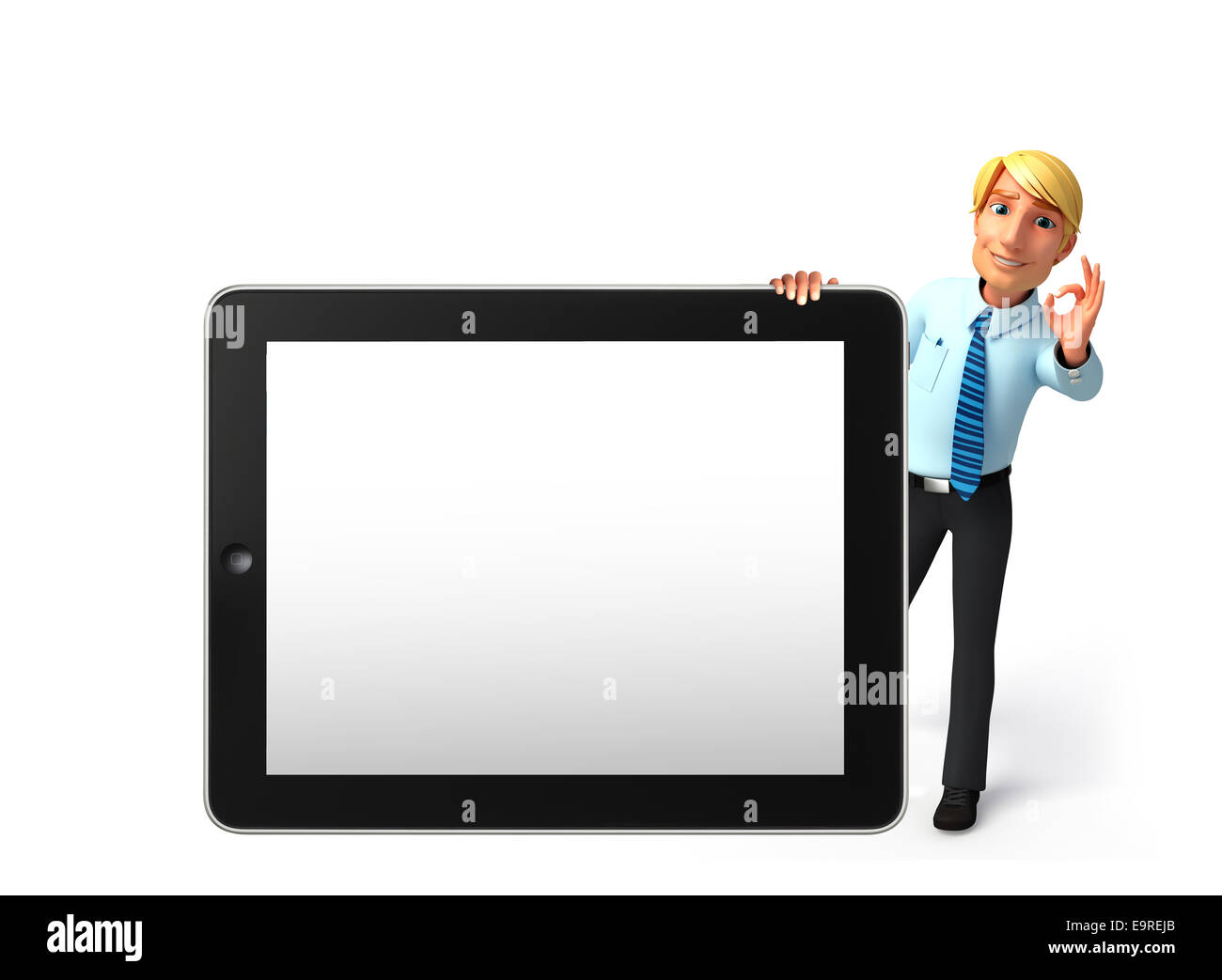 Illustration of service man with tab Stock Photo - Alamy