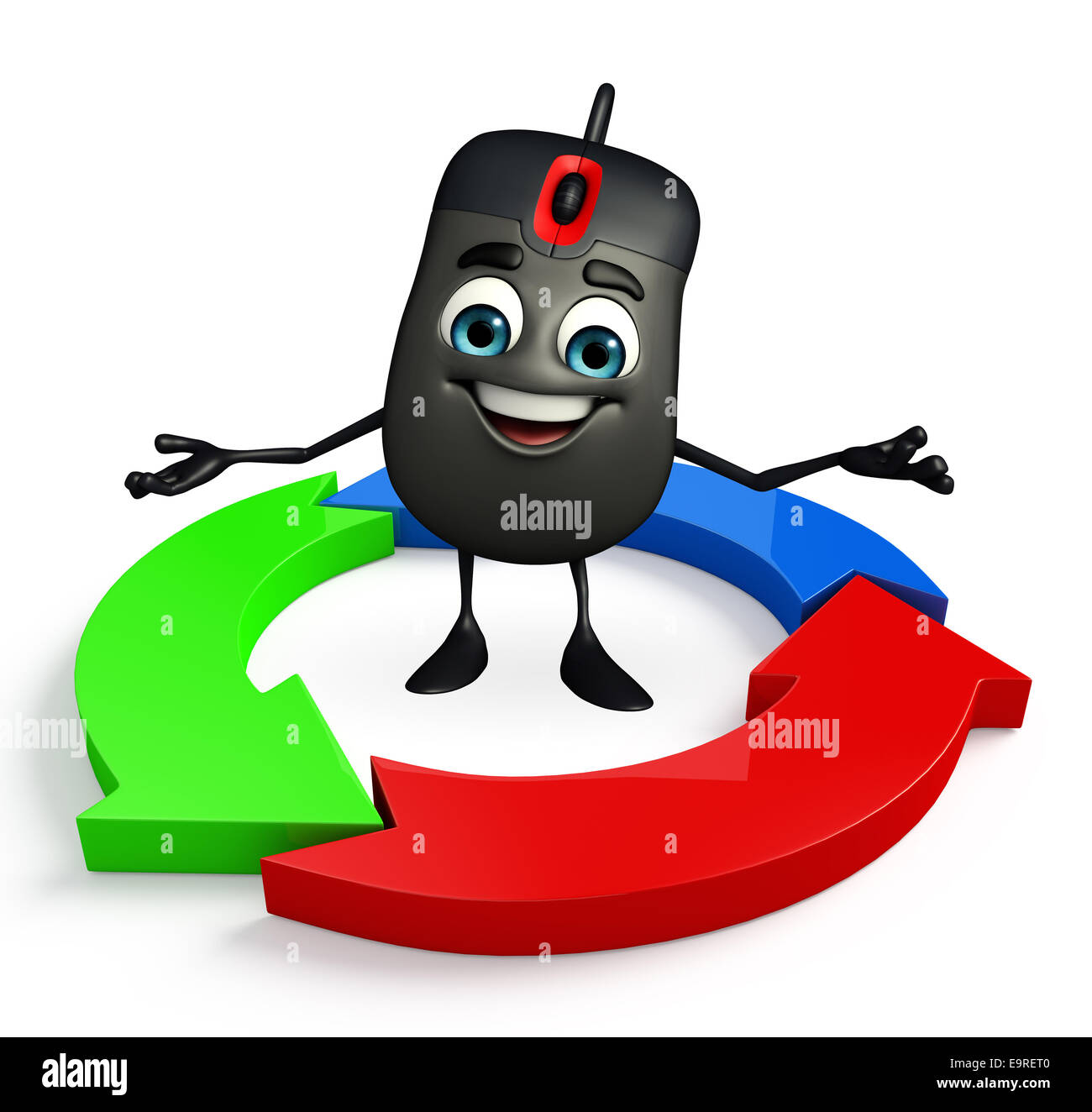 Cartoon Character of Computer Mouse with Arrow Stock Photo - Alamy