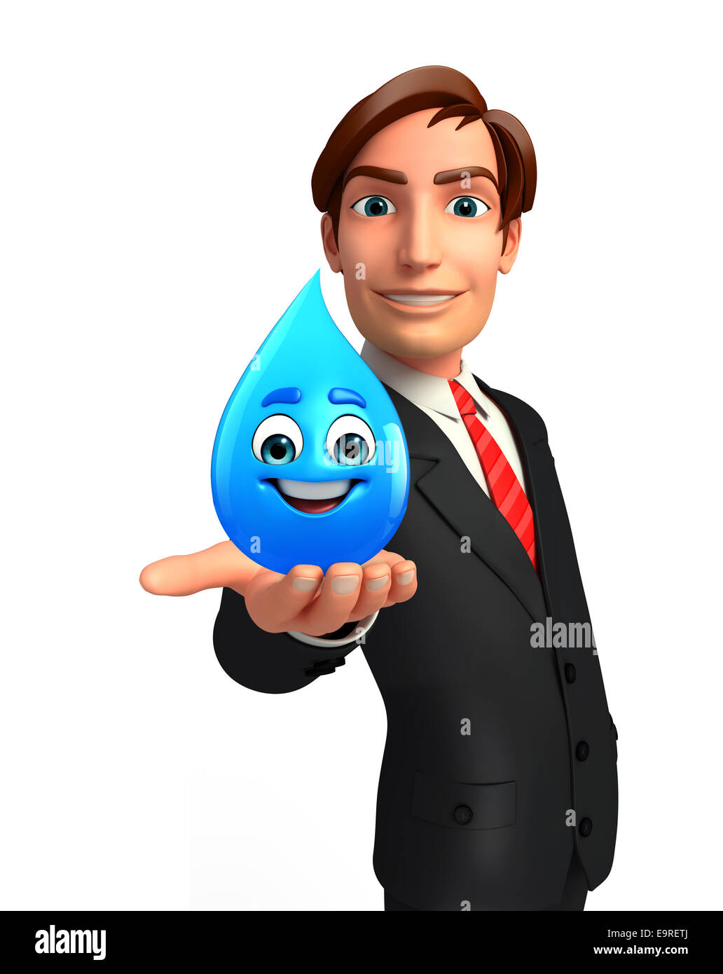 Illustration of Young Business Man with water drope Stock Photo - Alamy