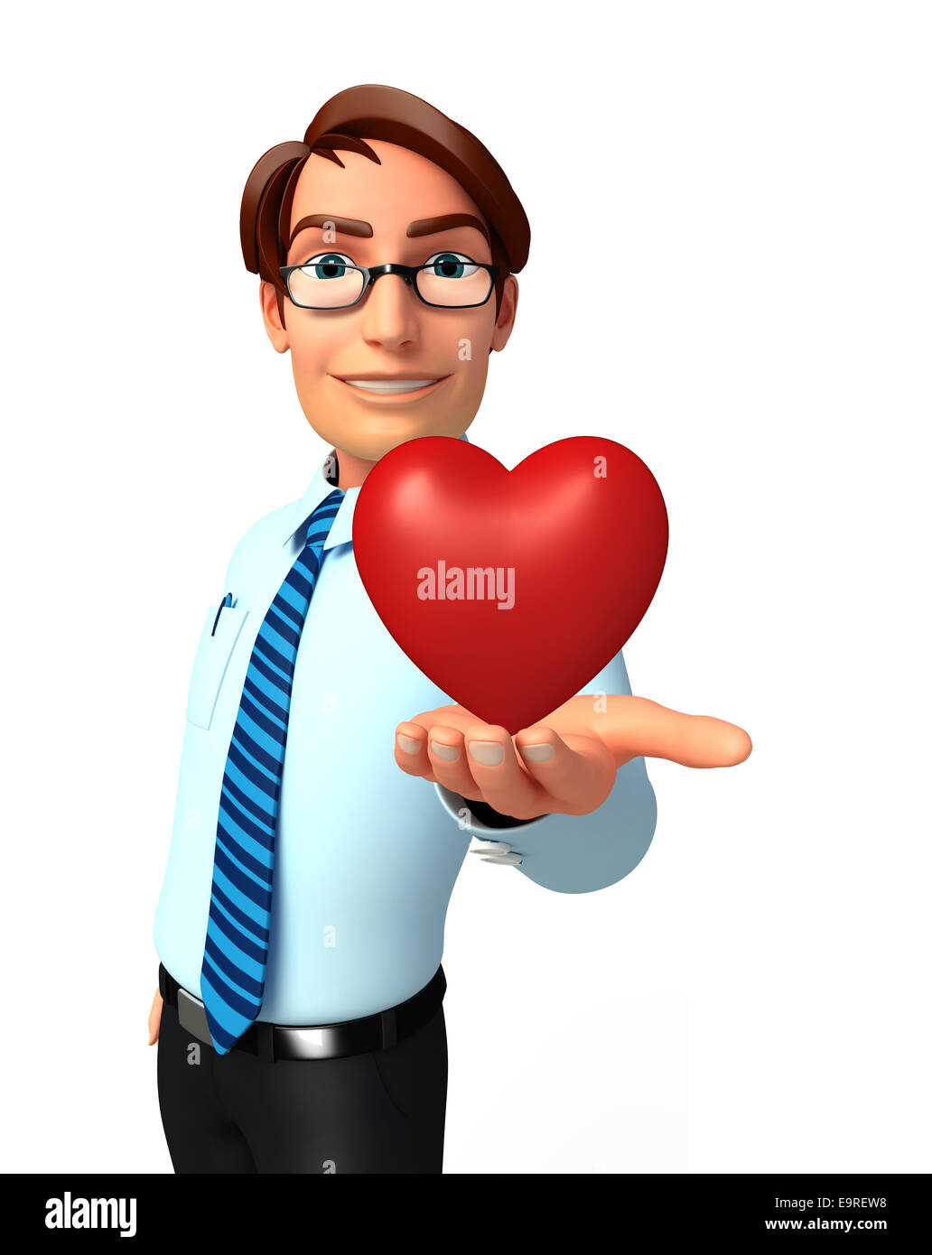 Illustration of service man with heart Stock Photo - Alamy