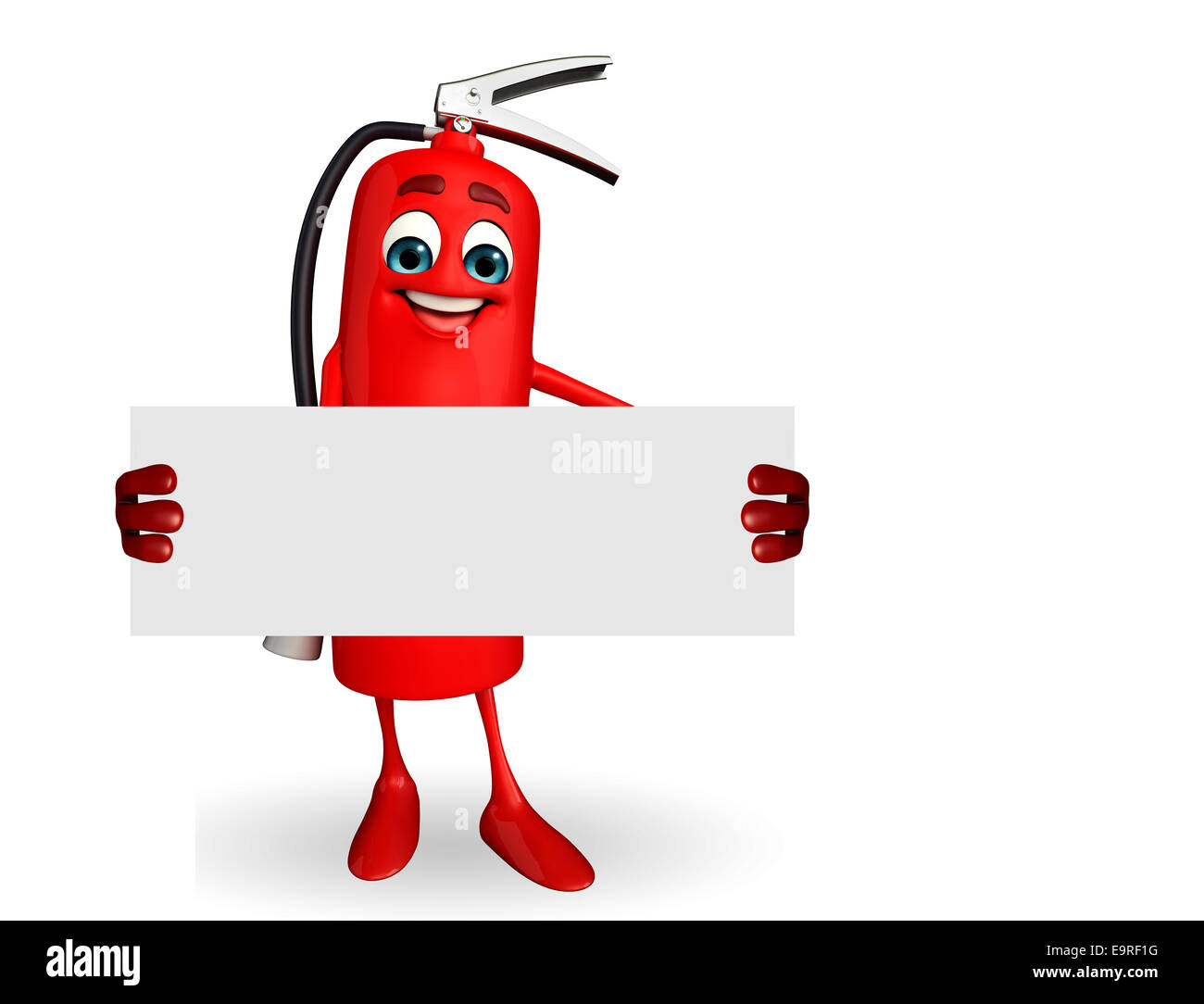 Cartoon Character of fire extinguisher with sign Stock Photo - Alamy