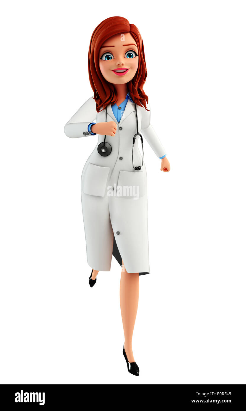 Illustration of Young Doctor is running Stock Photo - Alamy