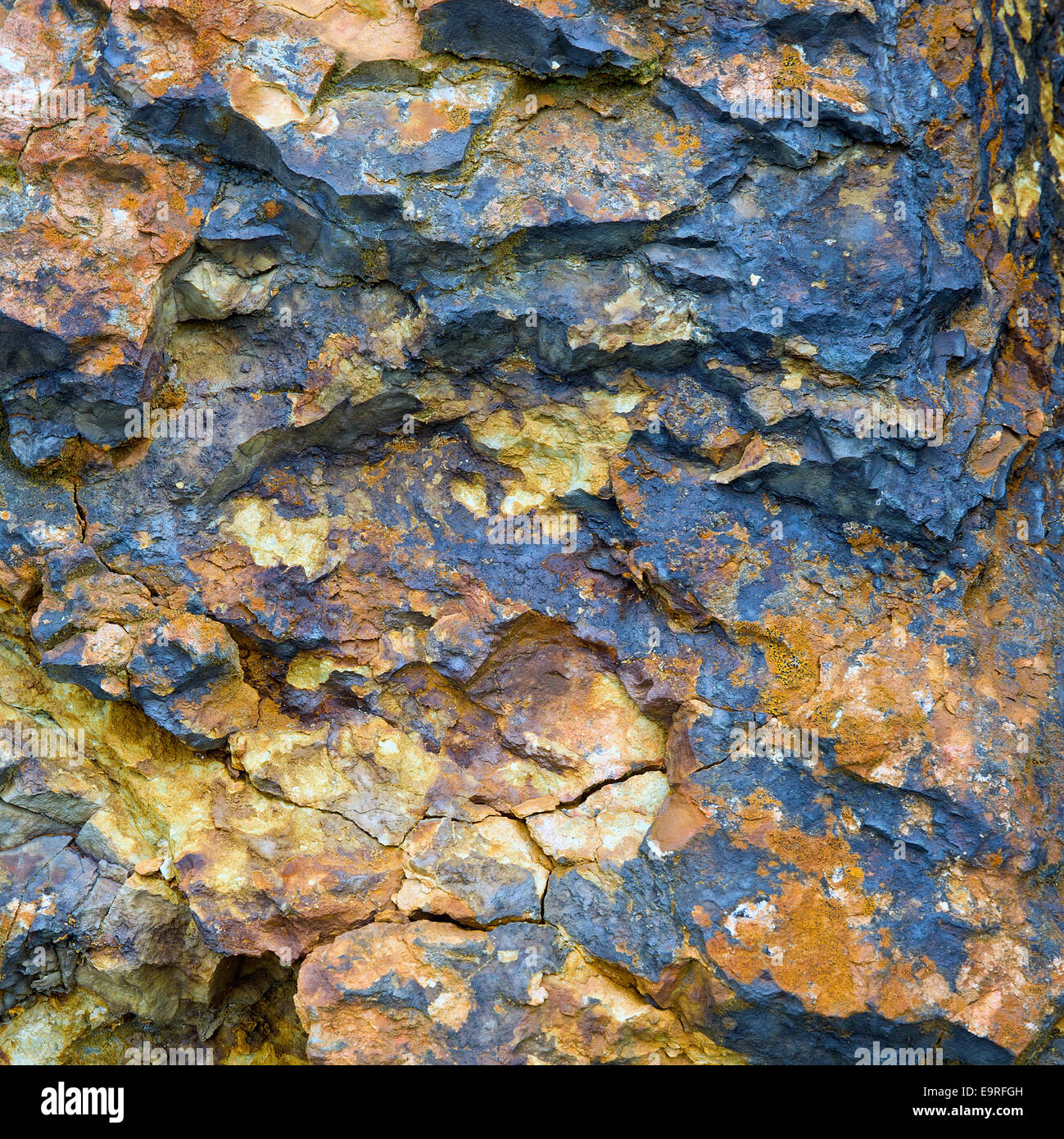 Rock formations with colourful textured rocks at Parys Mountain (Mynydd ...