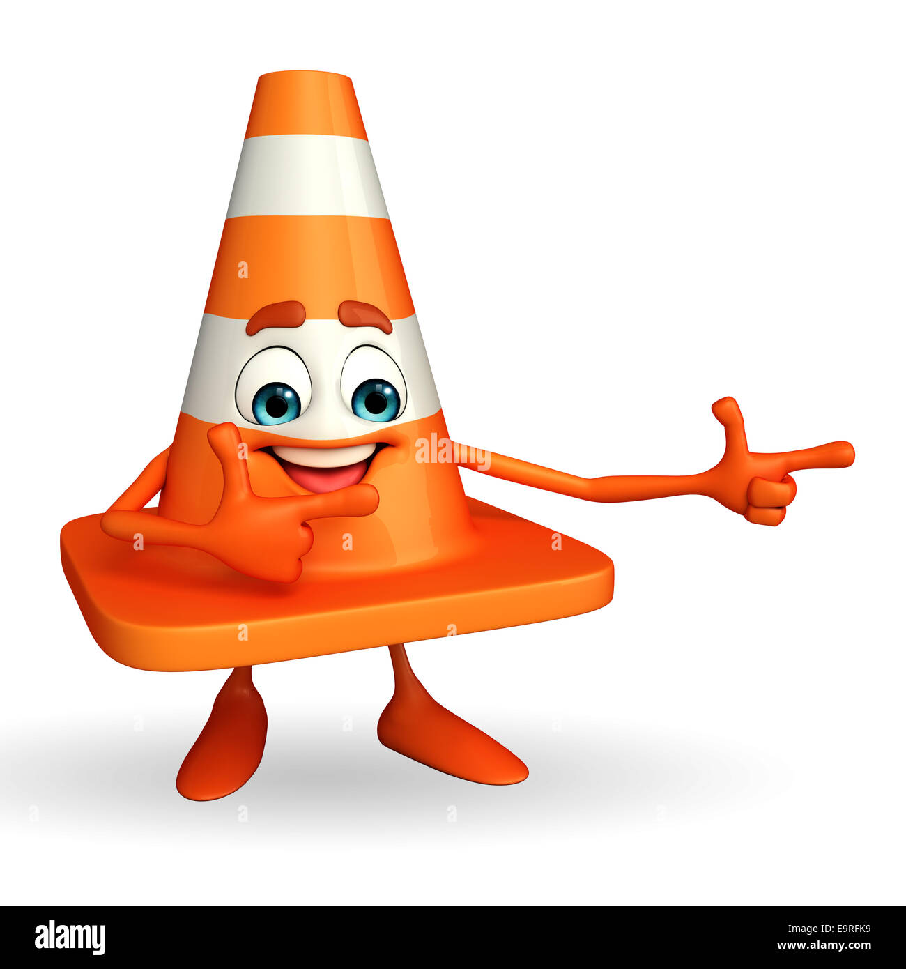Cartoon character construction cone pointing Cut Out Stock Images ...