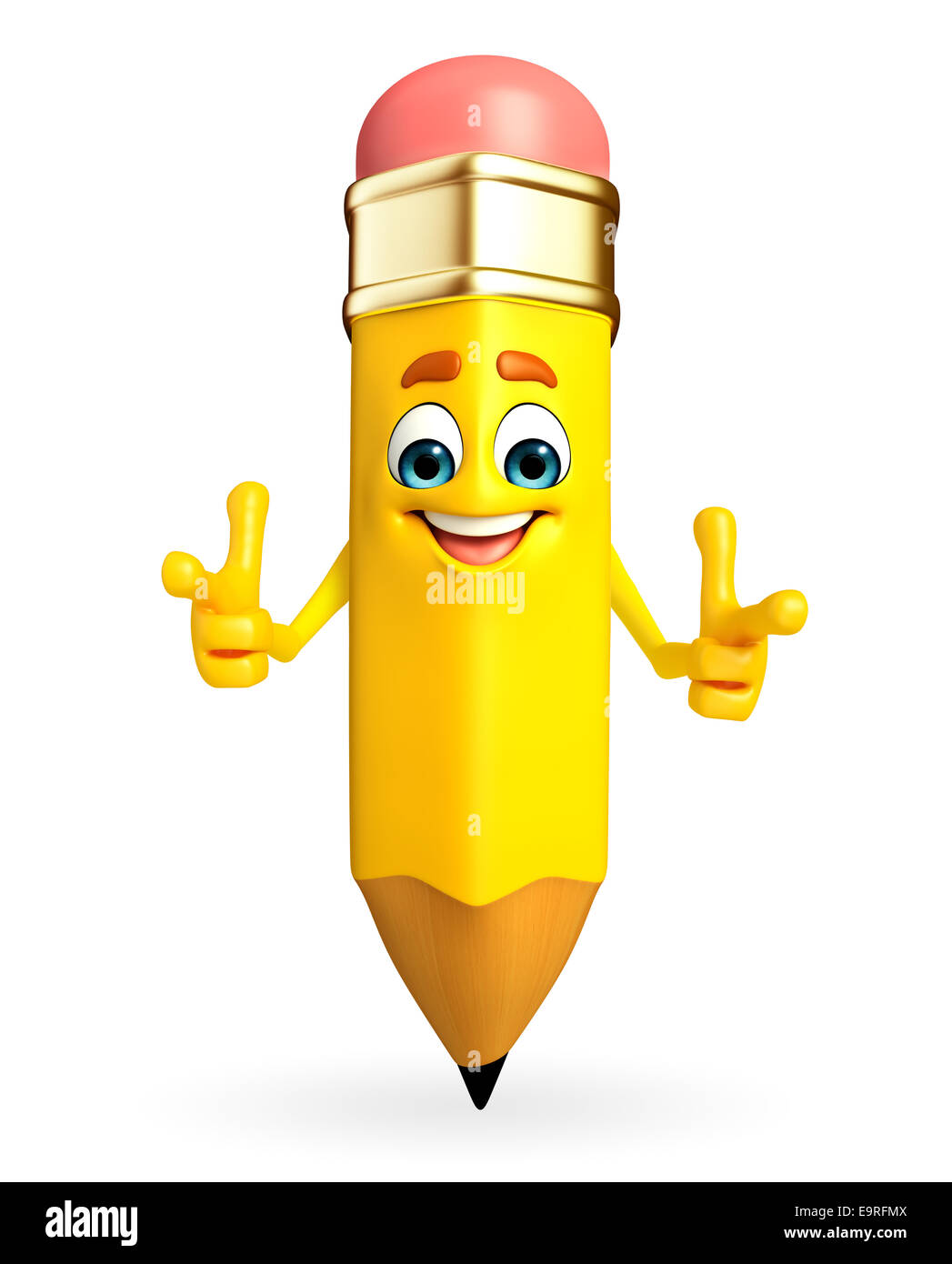 Cartoon Character of pencil is pointing Stock Photo - Alamy