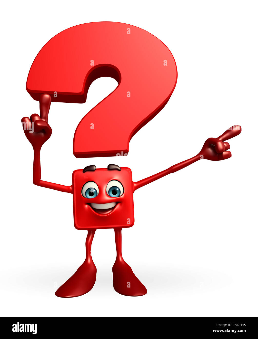 Cartoon Character of Question Mark is pointing Stock Photo - Alamy