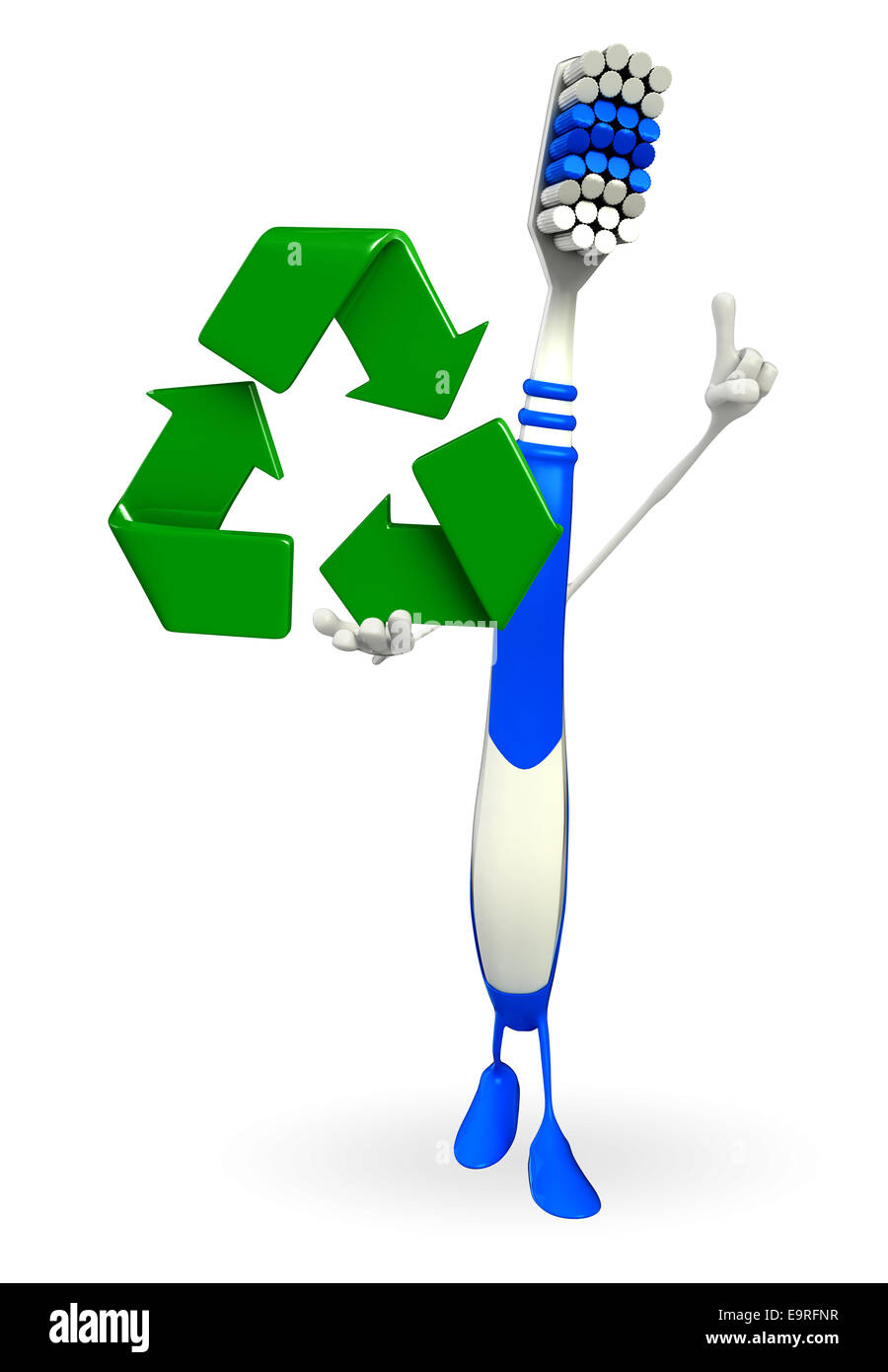 Cartoon Character of toothbrush with recycle icon Stock Photo - Alamy