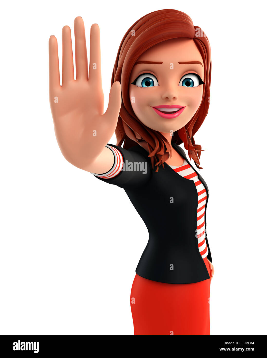 Illustration of corporate lady with stop sign Stock Photo - Alamy