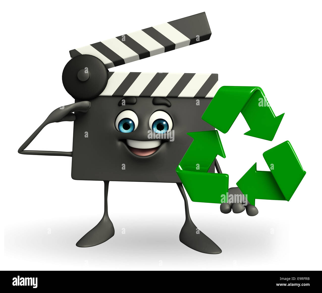 Cartoon Character of Clapper Board with recycle icon Stock Photo - Alamy