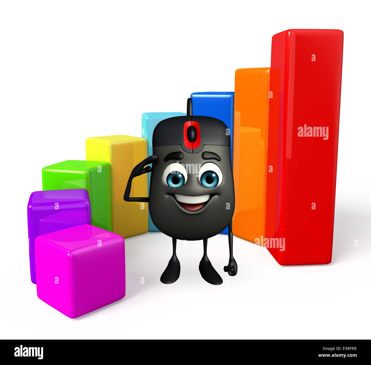 Cartoon Character of Computer Mouse with Business graph Stock Photo - Alamy