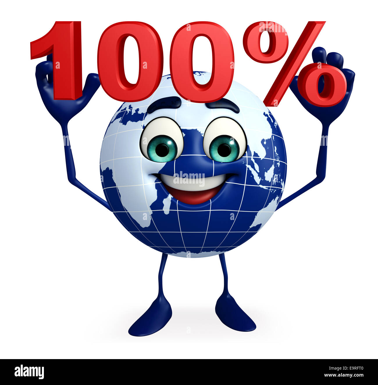 Cartoon Character of Earth with percent sign Stock Photo - Alamy