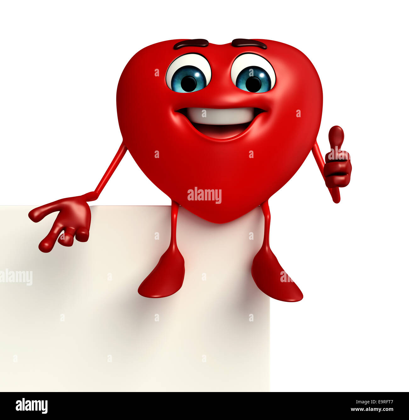 Cartoon Character of heart shape with sign Stock Photo - Alamy