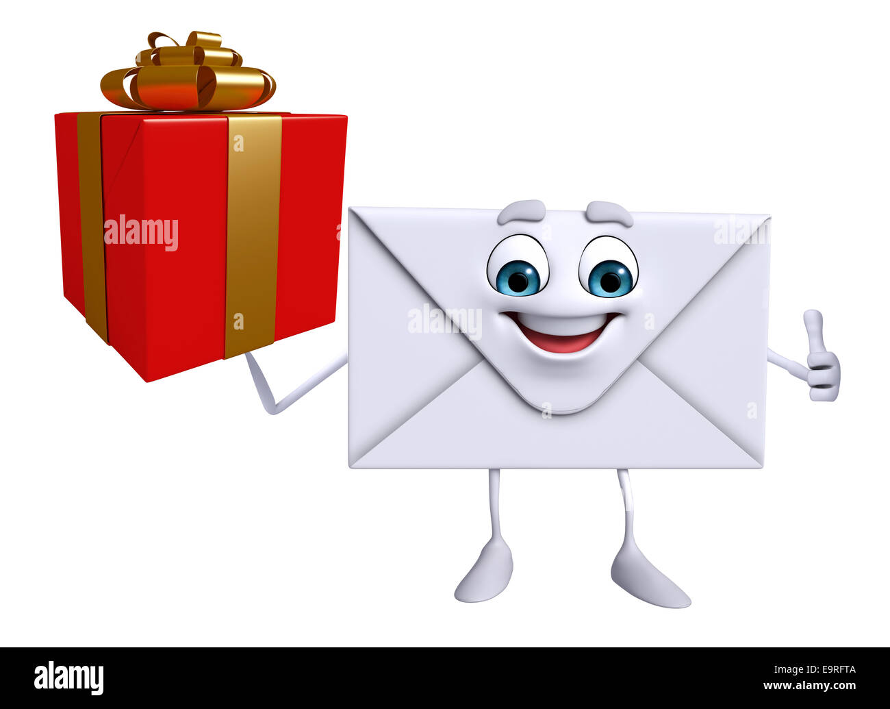 Cartoon Character of mail with gift box Stock Photo - Alamy