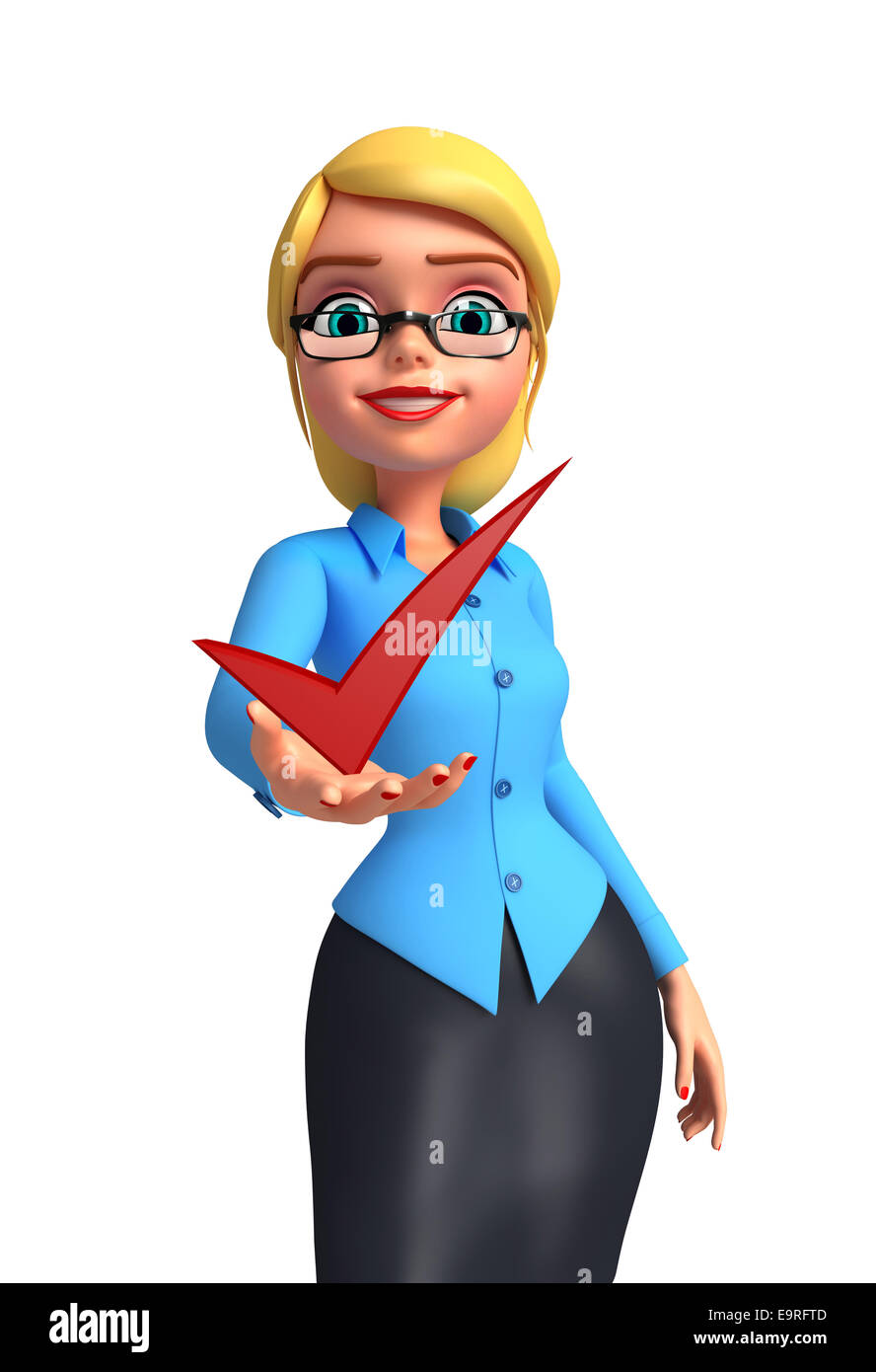 Illustration of young office girl with right sign Stock Photo - Alamy