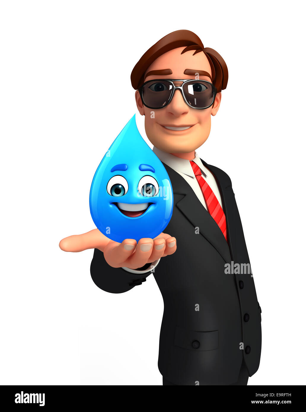 Illustration of Young Business Man with water drope Stock Photo - Alamy