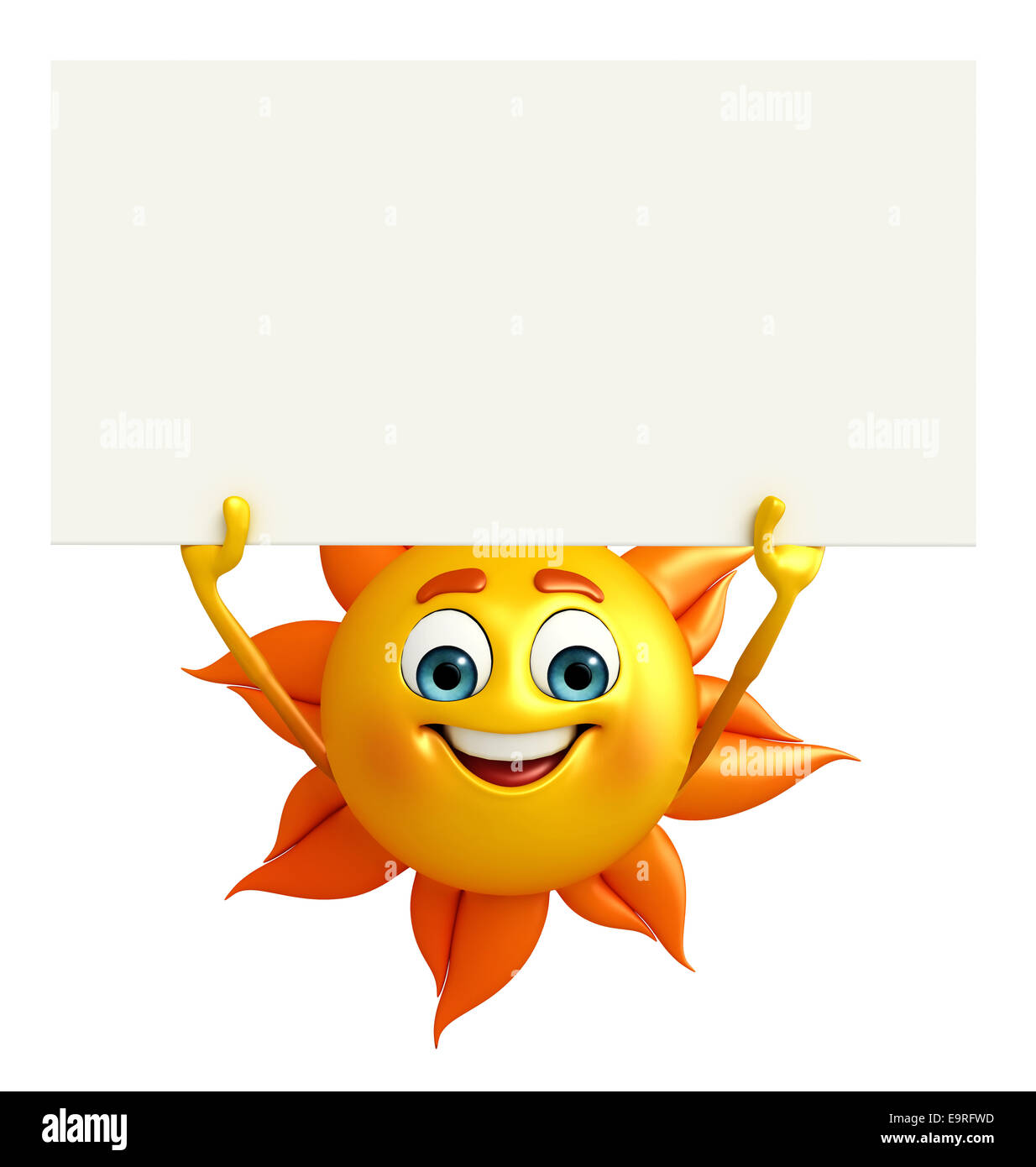 Cartoon Character of sun with sign board Stock Photo - Alamy