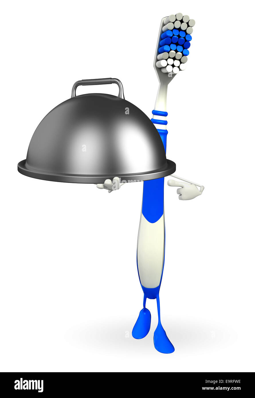 Cartoon Character of toothbrush with dish pan Stock Photo - Alamy