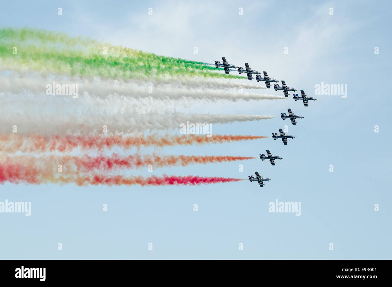 Air show tricolor arrows,Italian aviation,Rome,Italy Stock Photo - Alamy