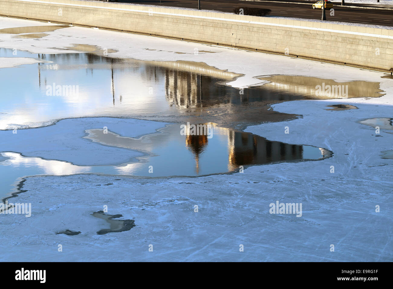 Ice floating on the river in winter Moscow in Russia Stock Photo - Alamy