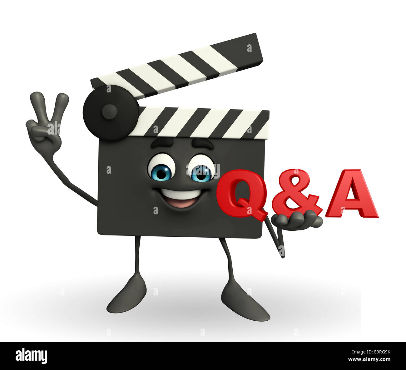 Cartoon Character of Clapper Board with Q & A sign Stock Photo - Alamy
