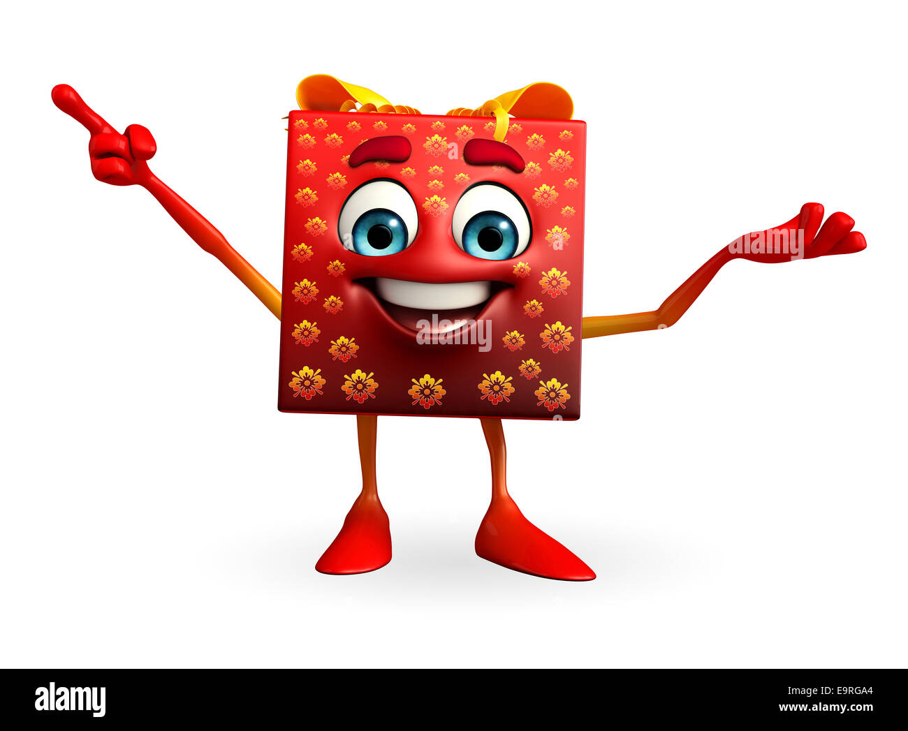 Cartoon Character of gift box is pointing Stock Photo - Alamy