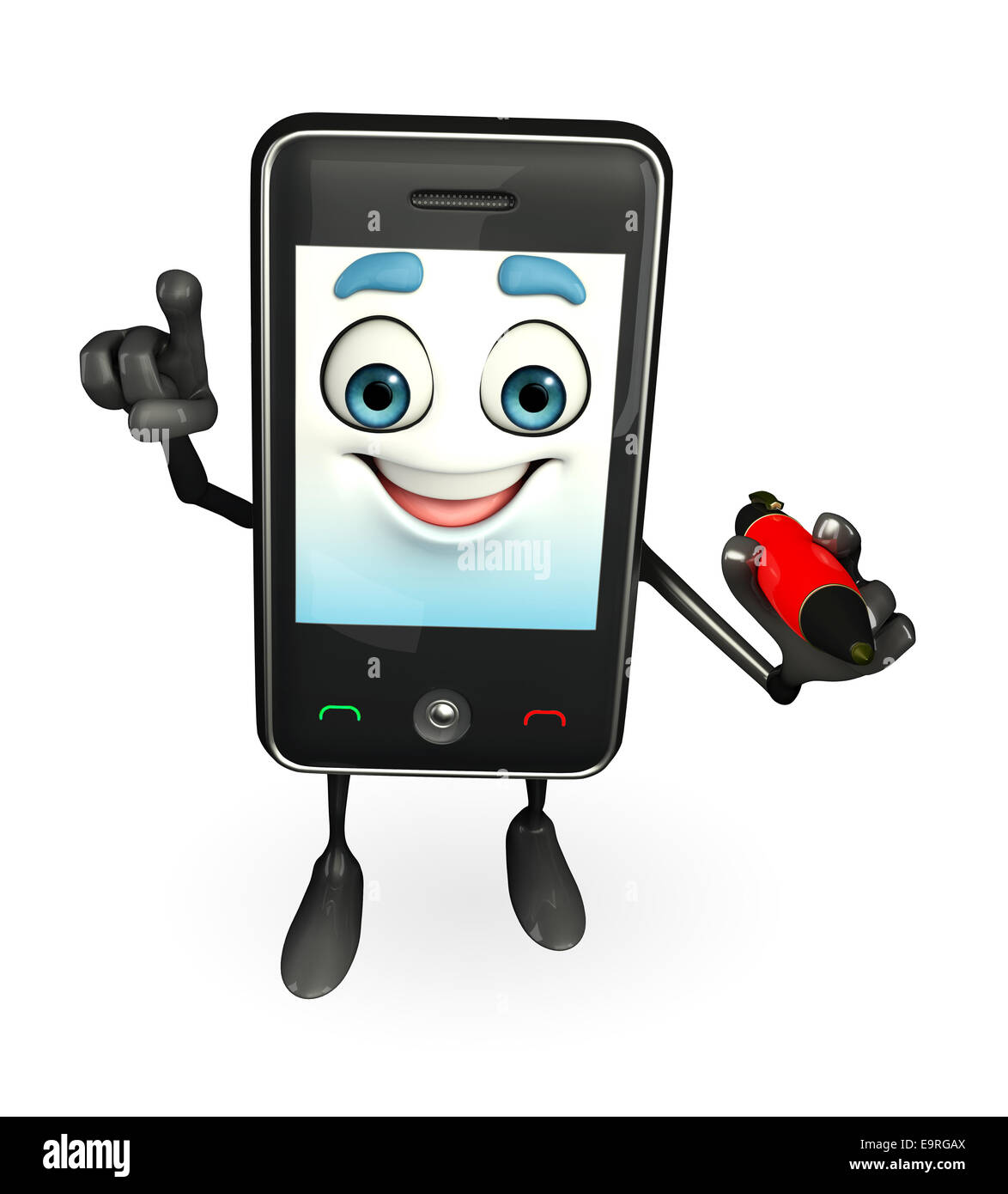 Cartoon Character of Mobile with pen Stock Photo - Alamy