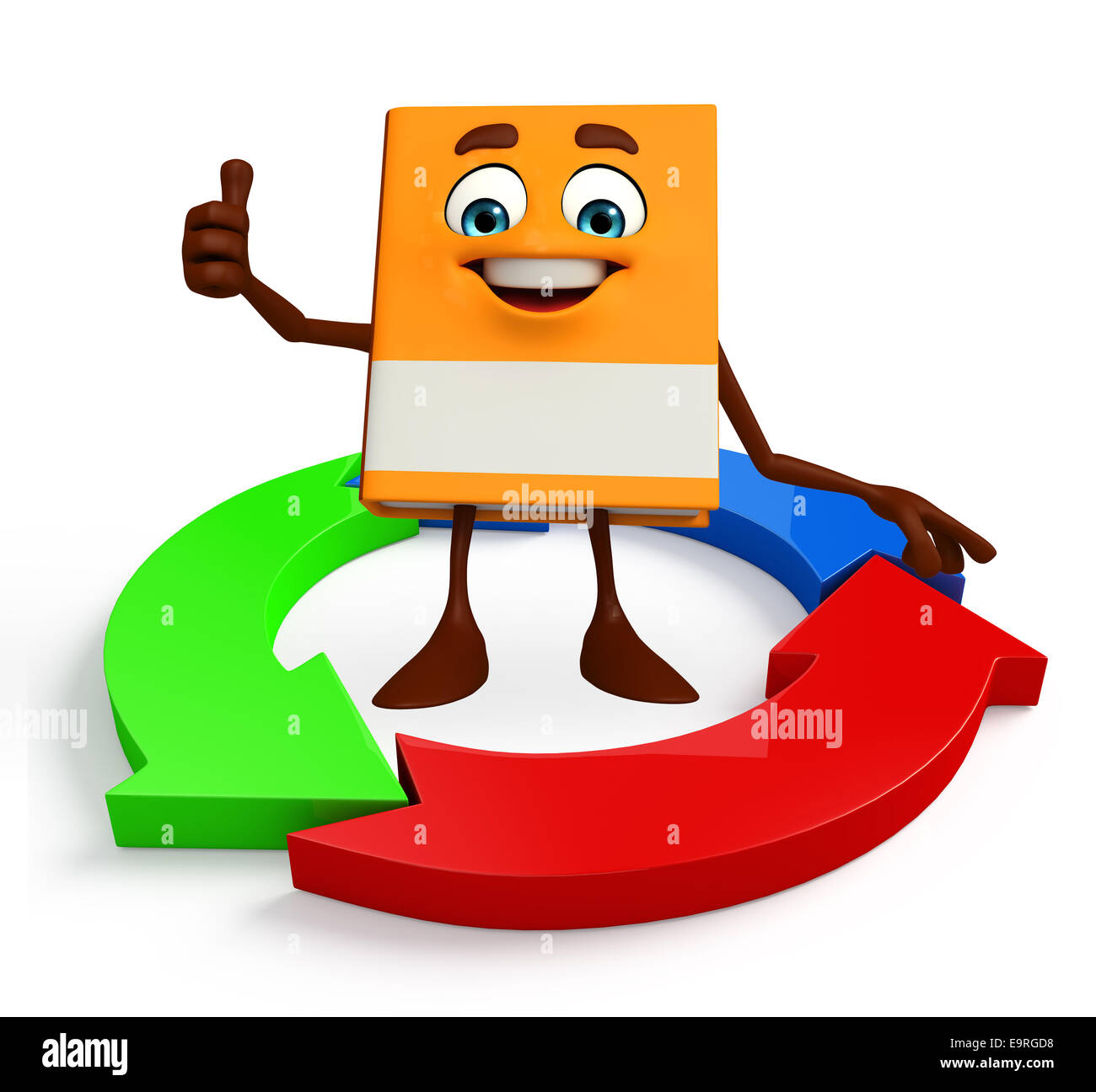 Cartoon Character of Book with arrow Stock Photo - Alamy