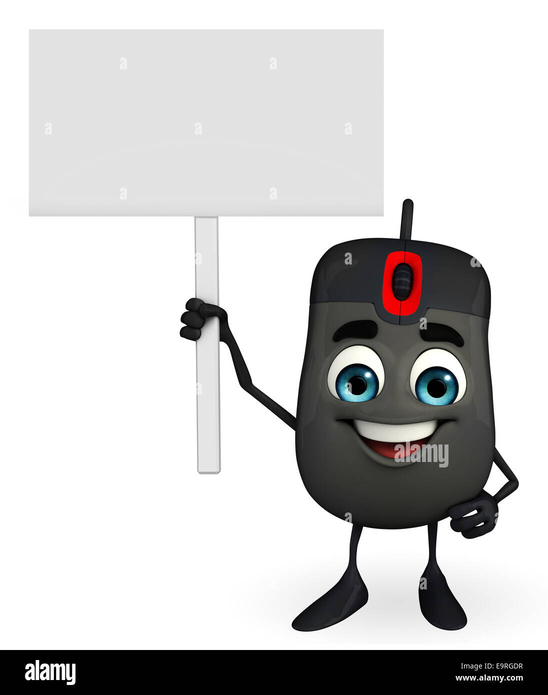 Cartoon Character of Computer Mouse with sign Stock Photo - Alamy
