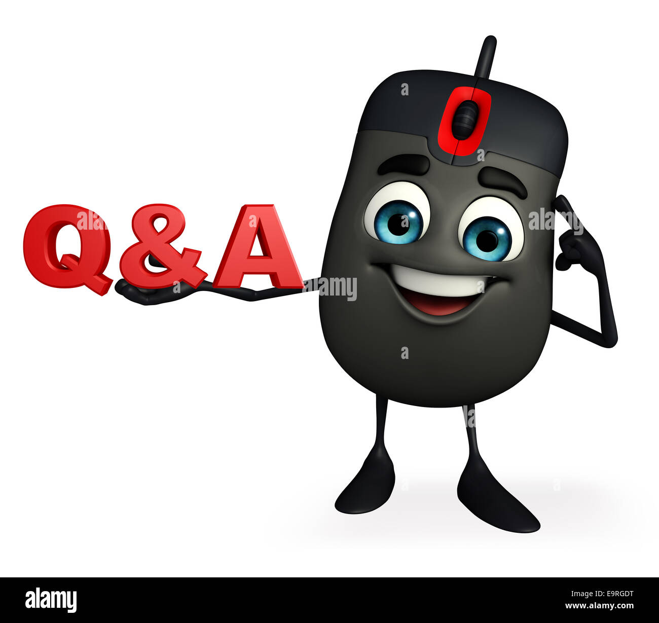 Cartoon Character of Computer Mouse with Q&A Stock Photo - Alamy