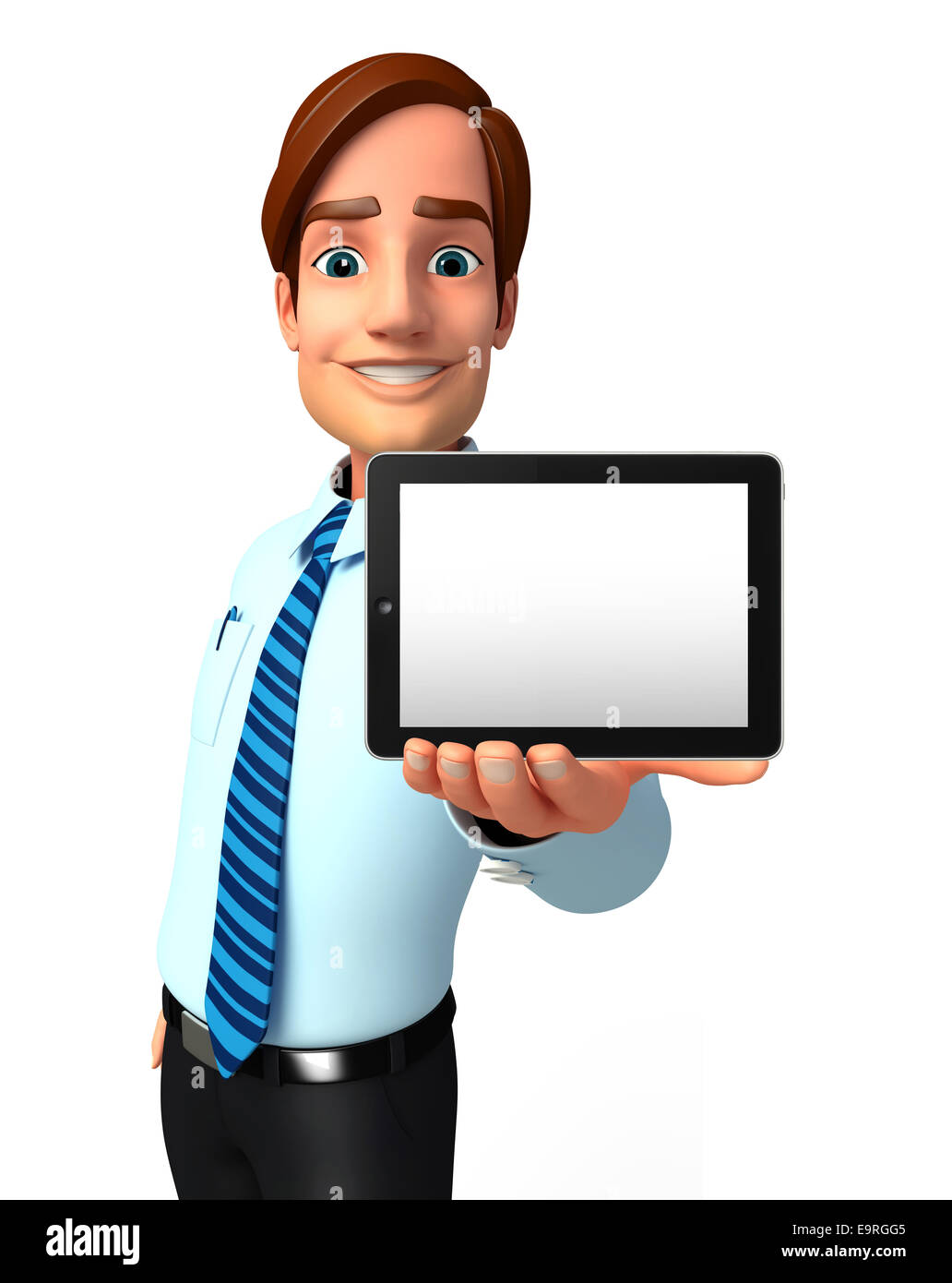 Illustration of service man with tab Stock Photo - Alamy