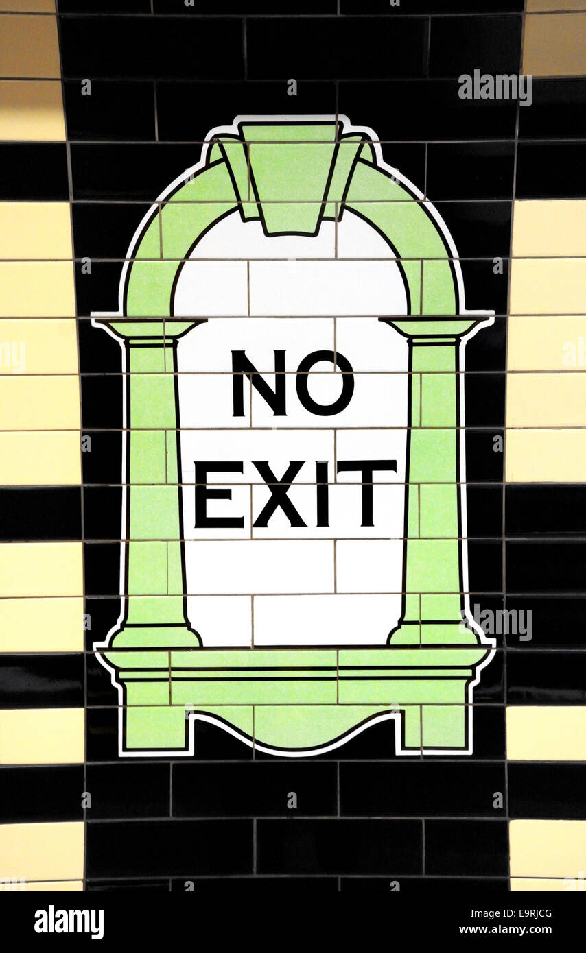 London, England, UK. Tiled sign at Warren Street tube station - No Exit ...