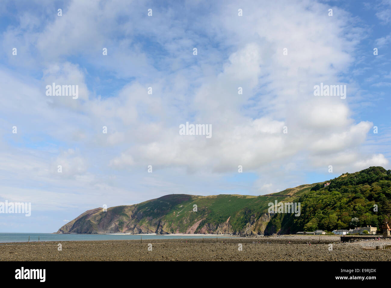 view of the bay in front of historic touristic village of Devon. Shot ...