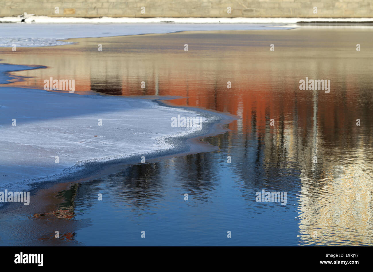 Ice floating on the river in winter Moscow Stock Photo - Alamy