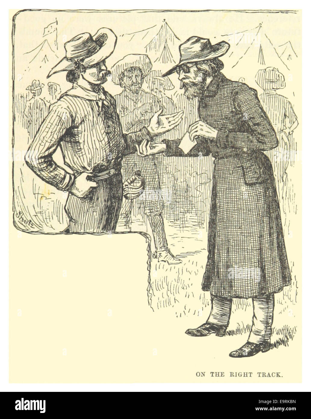 An 1883 illustration from Mark Twain’s works depicting the theme *On ...